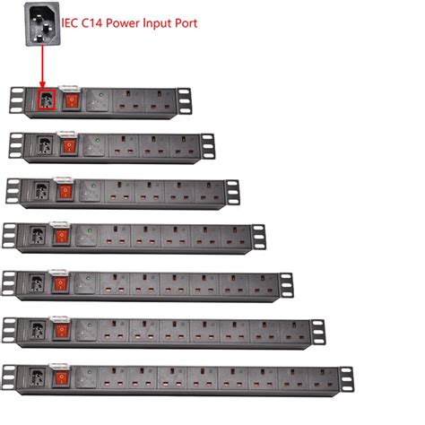 C14 Power Input With Surge Protection PDU Rack Mounted Distribution Unit UK Three Pin Expansion