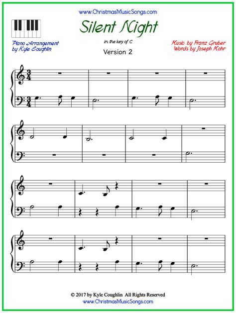 Silent Night Piano Sheet Music Free Printable Pdf