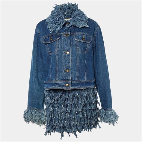 Moschino Jeans Blue Denim Frayed Detail Mini Dress & Jacket L Moschino ...