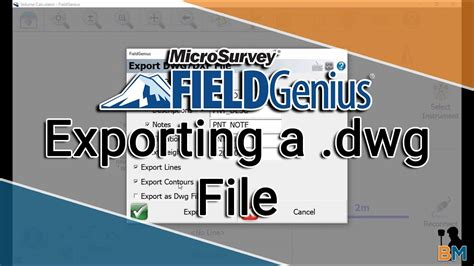 microsurvey fieldgenius how to exporting a dwg file bench mark