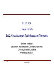 Master Circuit Analysis Techniques And Theorems In ELEC Set Course Hero