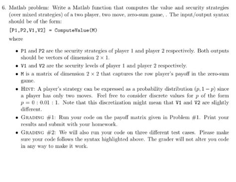 6 Matlab Problem Write A Matlab Function That
