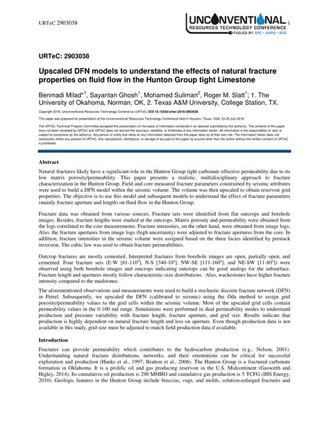pdf upscaled dfn models to understand the effects of natural fracture