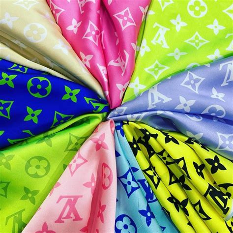 Designer Inspired Lv Pattern Digital Printed Silky Satin Fabrics Hype