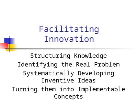 Ppt Facilitating Innovation Structuring Knowledge Identifying The