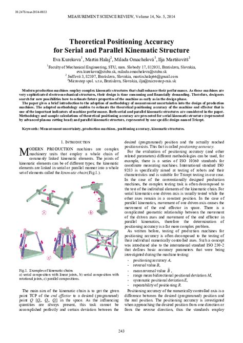 Pdf Theoretical Positioning Accuracy For Serial And Parallel