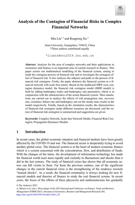 Pdf Analysis Of The Contagion Of Financial Risks In Complex Financial Networks