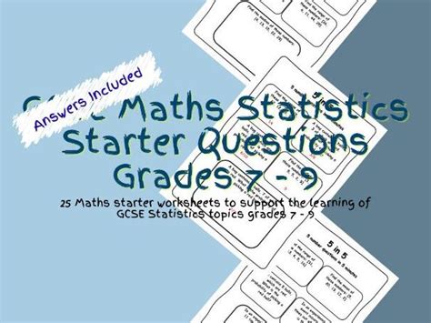 Gcse Maths Statistics Starter Questions Grades 7 9 Teaching Resources