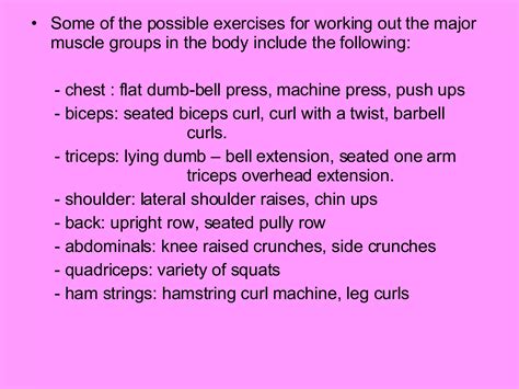 Exercise Design For Major Muscle Groups Ppt