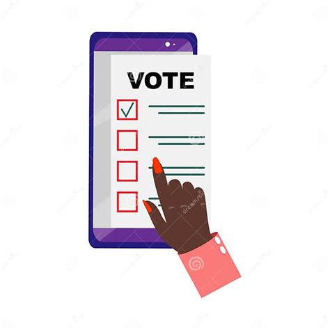 Hand On A Touchscreen Voting Device Marking A Choice Representing Digital Voting And