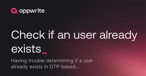 Check If An User Already Exists Threads Appwrite