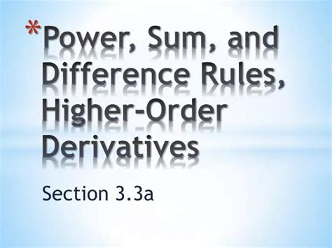 PPT Power Sum And Difference Rules Higher Order Derivatives PowerPoint Presentation ID