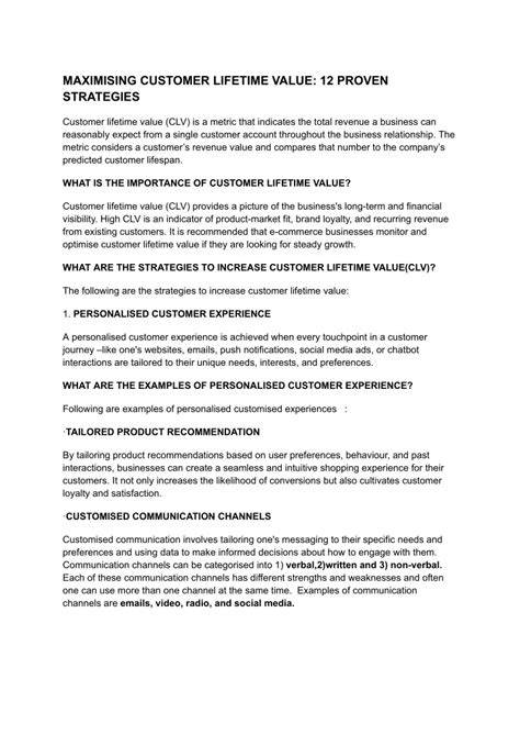 Ppt Maximising Customer Lifetime Value 12 Proven Strategies