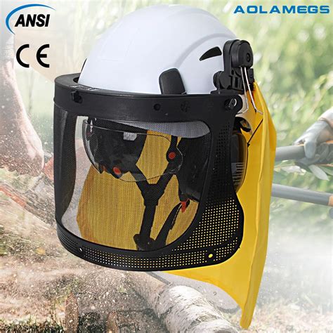 Garden Grass Trimmer Ce Safety Helmet Hat With Full Face Mesh
