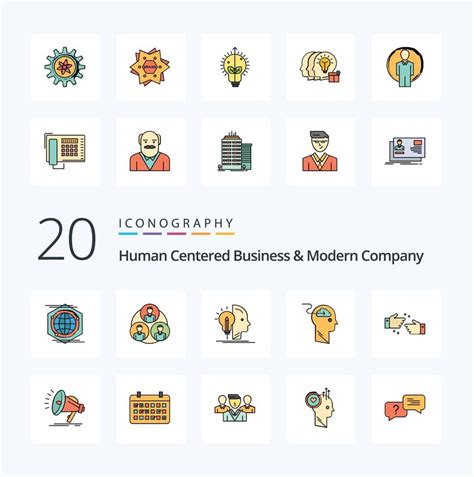 20 Human Centered Business And Modern Company Line Filled Color Icon