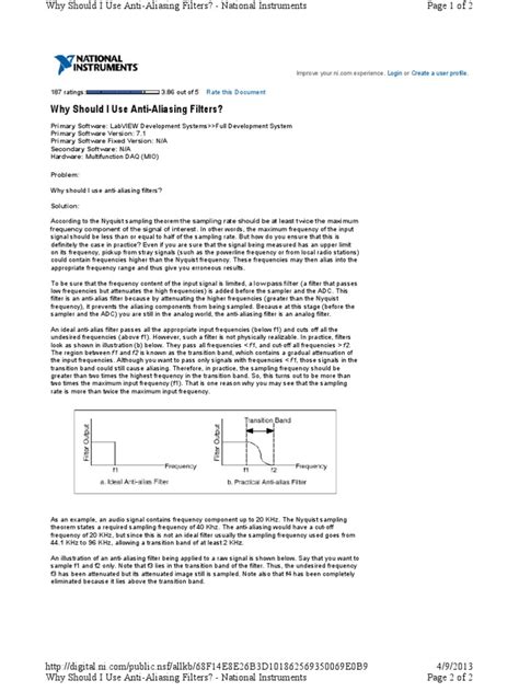 Why Should I Use Anti Aliasing Filters Pdf Sampling Signal Processing Filter Signal