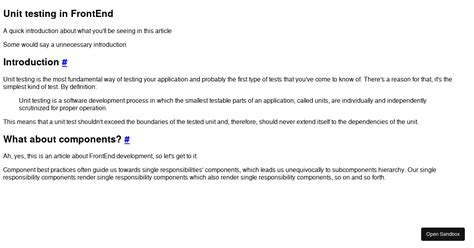 React Example Article Anchored Sections Failing Bad Article Test