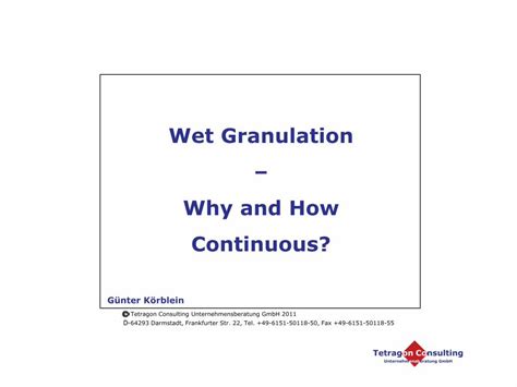 Pdf Wet Granulation Why And How Continuous · Wet Granulation Why And How Continu Phobia