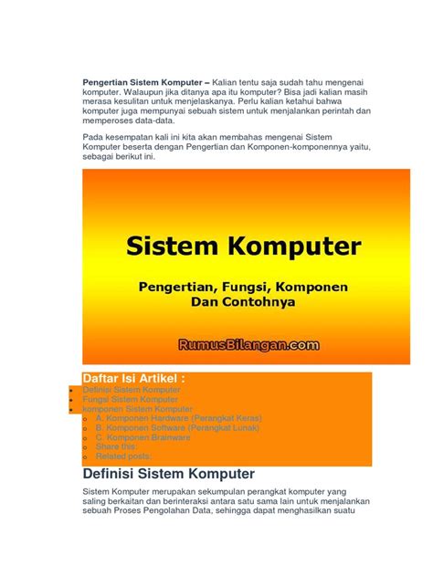 Pengertian Sistem Komputer 1 Pdf