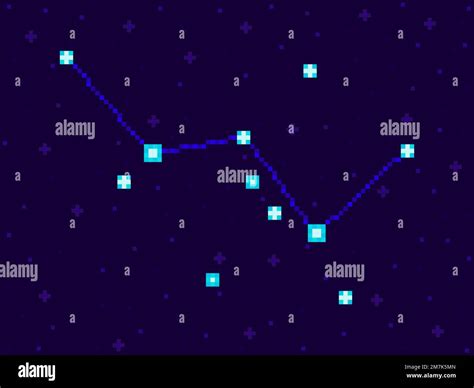 Cassiopeia Constellation In Pixel Art Style 8 Bit Stars In The Night