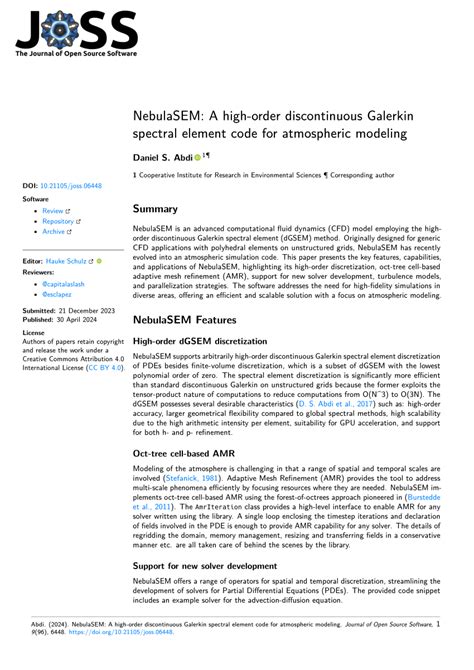 Pdf Nebulasem A High Order Discontinuous Galerkin Spectral Element