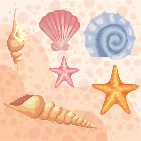 Bundle Of Six Sea Shells Colors Set Pattern 12486660 Vector Art At Vecteezy