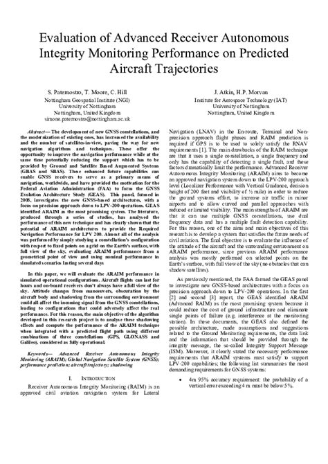 Pdf Evaluation Of Advanced Receiver Autonomous Integrity Monitoring Performance On Predicted