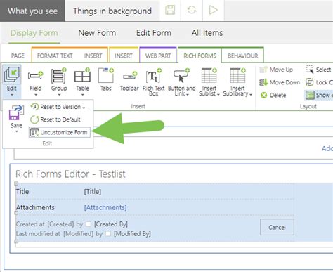 Reset List Modifications Switch From Rich Forms To Modern Forms Skybow Portal