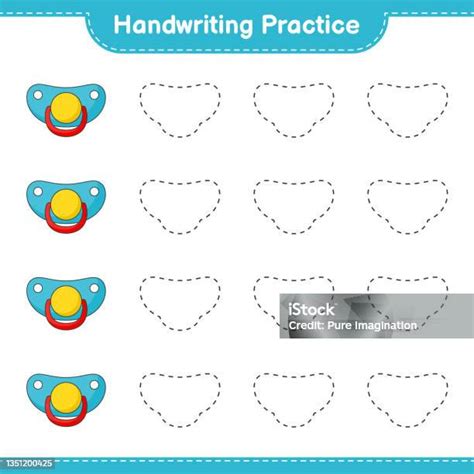 필기 연습 젖꼭지의 라인을 추적 교육 어린이 게임 인쇄 워크 시트 벡터 일러스트레이션 0명에 대한 스톡 벡터 아트 및 기타 이미지 Istock