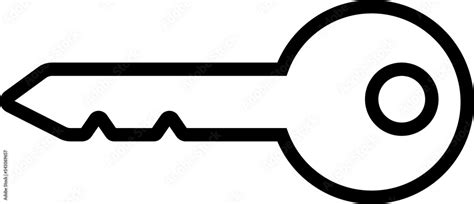 Door Key In Black Security Symbol In Png Outline Key Silhouette