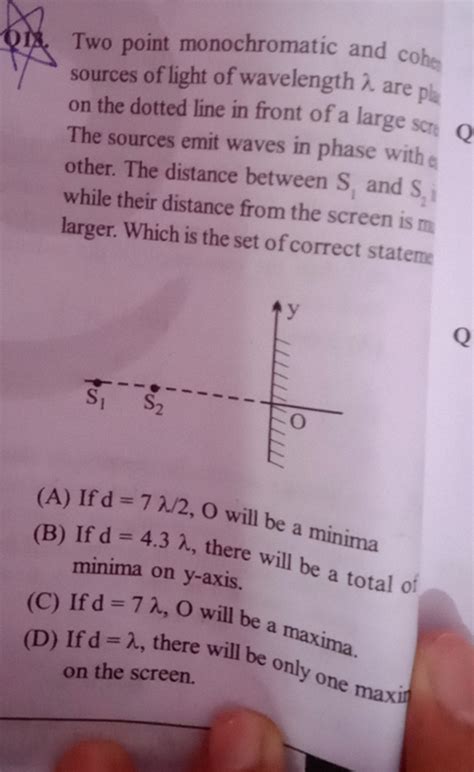 01 Two Point Monochromatic And Cohe Sources Of Light Of Wavelength λ Are