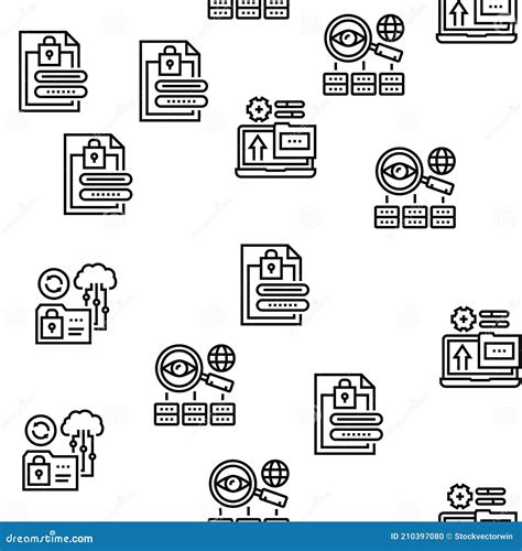 Ssh Sftp File Transfer Protocol Icons Set Vector Stock Vector Illustration Of Items Lined