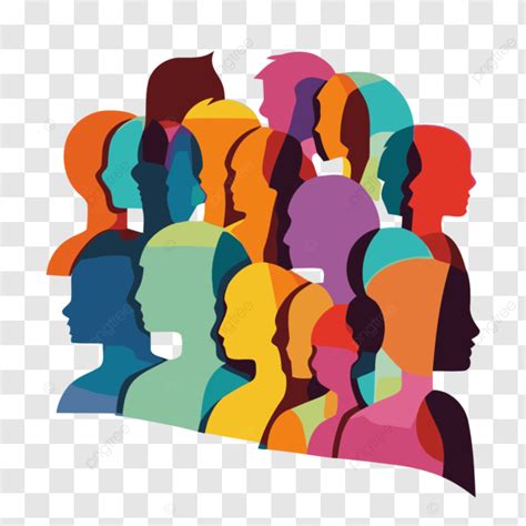 красочный фон с силуэтами людей вектор Png упрощенная красочная икона группы людей на белом