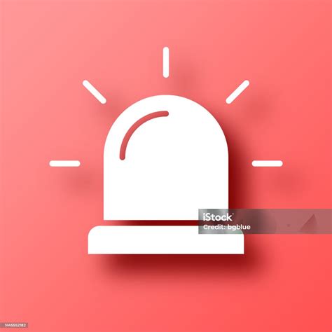 사이렌 알람 라이트 그림자가 있는 빨간색 배경의 아이콘 3차원 형태에 대한 스톡 벡터 아트 및 기타 이미지 3차원 형태