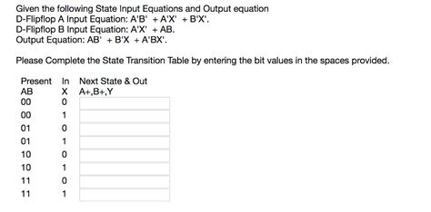 Solved Given The Following State Input Equations And Output
