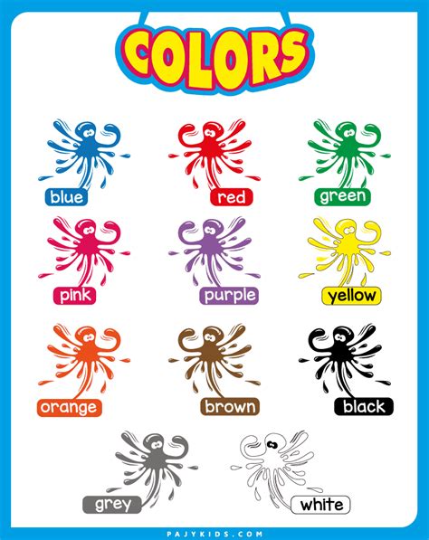بوسترات تعلم الألوان بالإنجليزية لرياض الأطفال Learn Colors