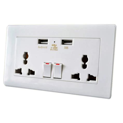 International Universal Plug Socket 21a Usb Wall Switch Socket 3 Holes