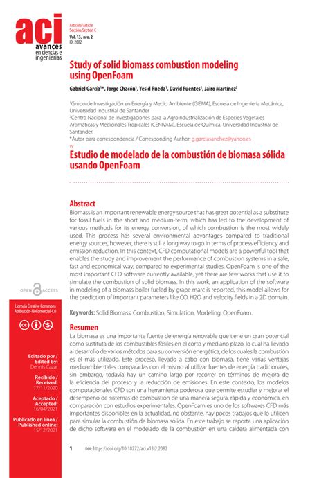 PDF Study Of Solid Biomass Combustion Modeling Using Openfoam