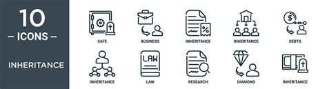 Inheritance Outline Icon Set Includes Thin Line Safe Business