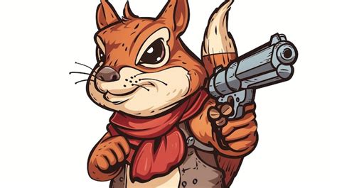 A Cartoon Squirrel With A Red Bandana And A Gun Premium Ai Generated