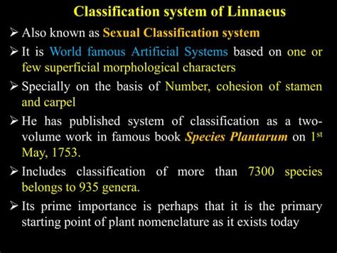 Artificial Classification System Carolus Linneaus Ppt Gardening