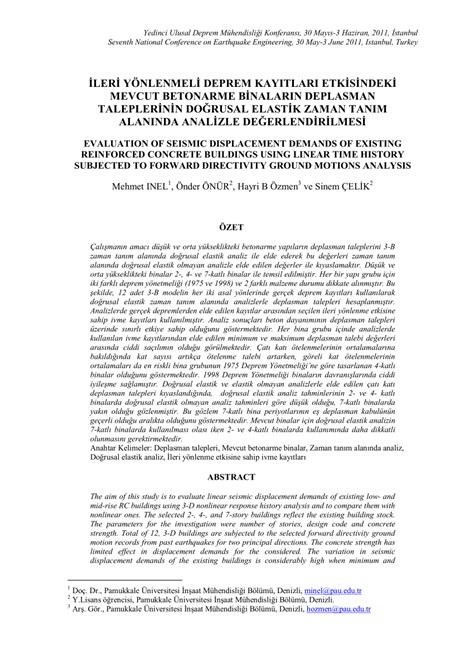 Pdf Evaluation Of Seismic Displacement Demands Of Existing Reinforced