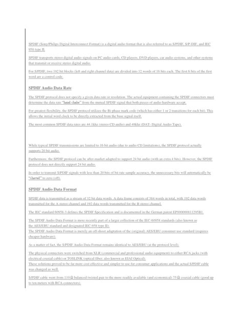 Spdif Audio Format Guide Pdf Information Storage Digital Audio