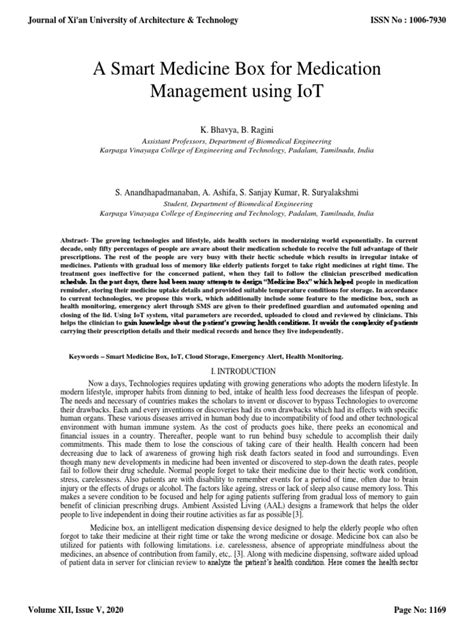 A Smart Medicine Box For Medication Management Using Iot Pdf