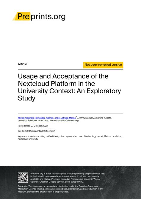 Pdf Usage And Acceptance Of The Nextcloud Platform In The University