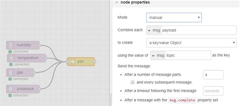Javascript Как собрать информацию из нескольких узлов Mqtt Node Red