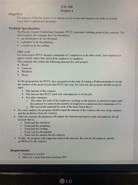 Solved Cis 108 Project 4 Objective The Purpose Of This Lab