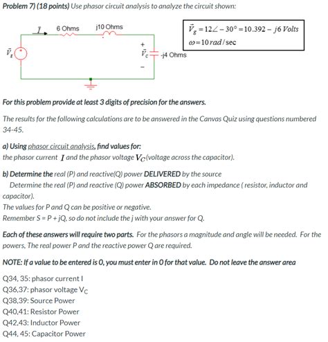 solved problem 7 18 points use phasor circuit analysis to