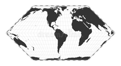 Vector World Map Eckert Ii Projection Plain World Geographical Map With Latitude And Longitude
