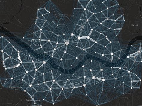 visualization of morning commuters in seoul created using flowmap blue and mapbo gl js
